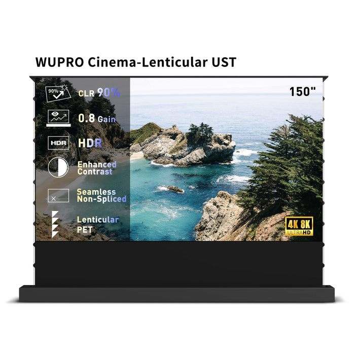 WUPRO Cinema 150 Inch CLR Smart Motorized Floor Rising Screen Lenticul